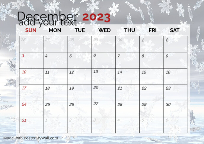 Copy of Printable calendar template 2023 december | PosterMyWall