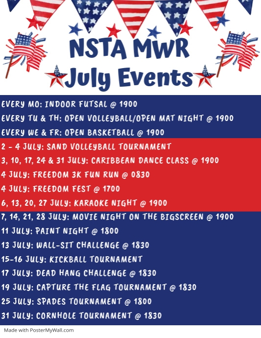 Copy of Copy of July Events Calendar Patriotic | PosterMyWall