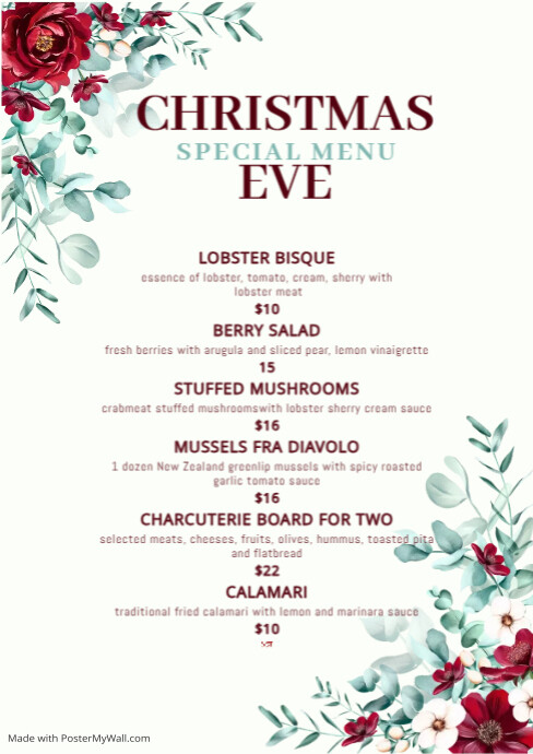 Christmas menu,menu | PosterMyWall