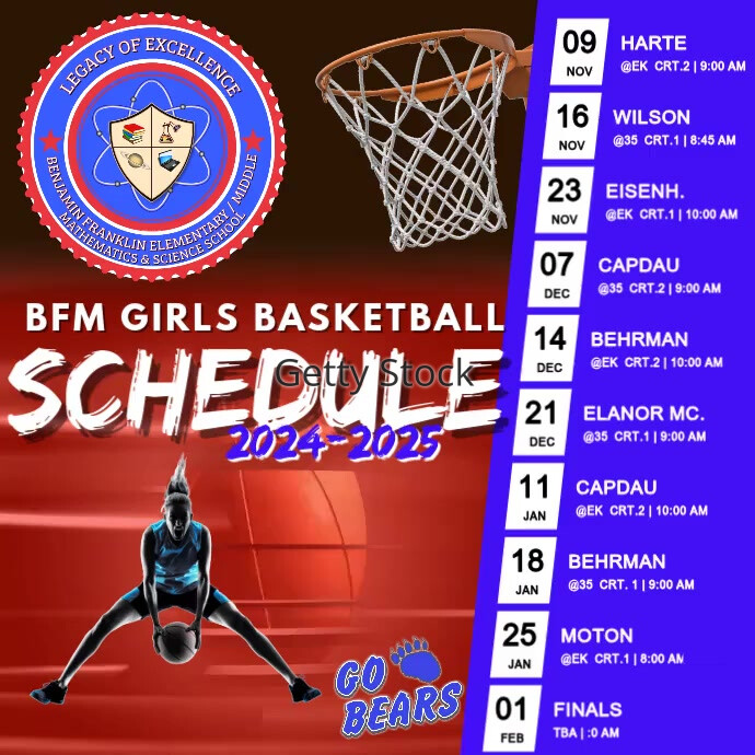 Basketball Monthly Schedule Video Template | PosterMyWall