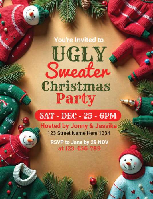 Ugly Christmas Sweater Party Template | PosterMyWall