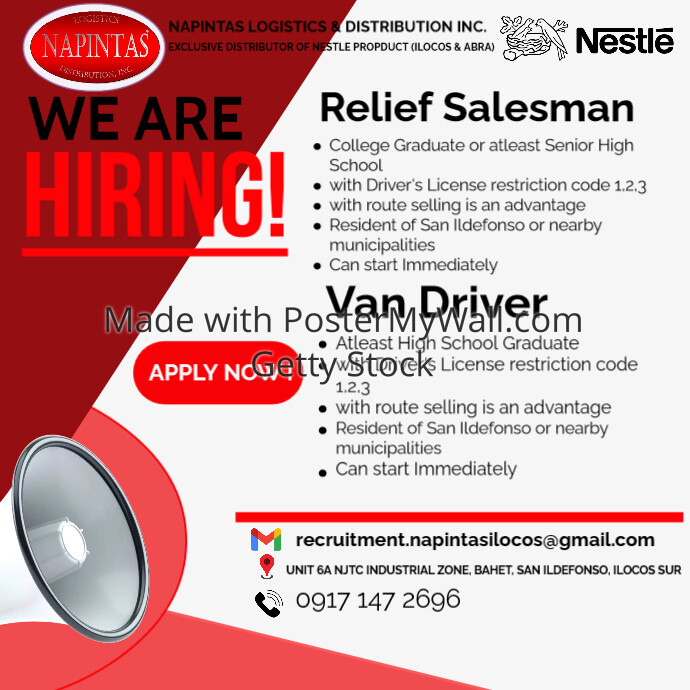 minimal hiring red and white hiring instagram (2) | PosterMyWall