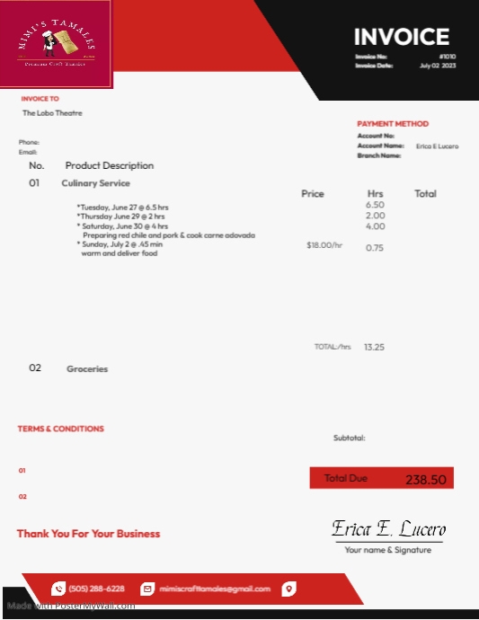 Copy of Creative Red Design Invoice Template | PosterMyWall