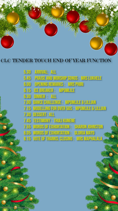 Copy of CLC Tender Touch End of Year Function | PosterMyWall