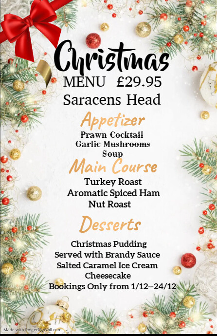 new year menu, christmas menu, menu | PosterMyWall