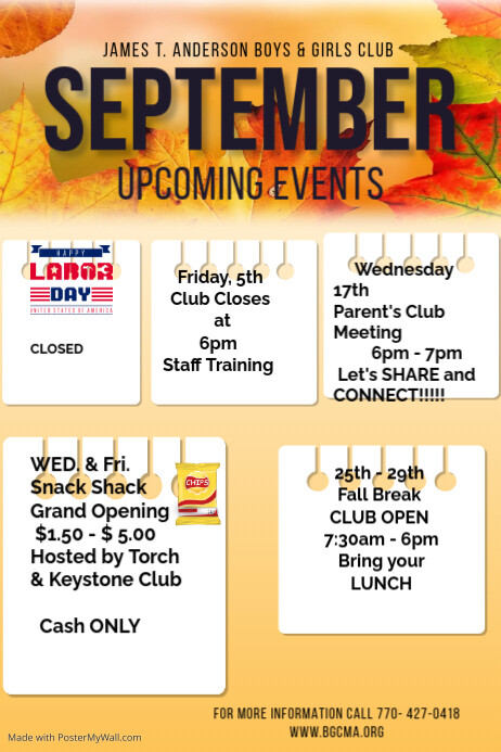 Copy of September Fall Upcoming Event Flyer | PosterMyWall