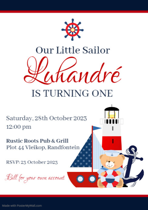 Sailor Birthday Invitation | PosterMyWall