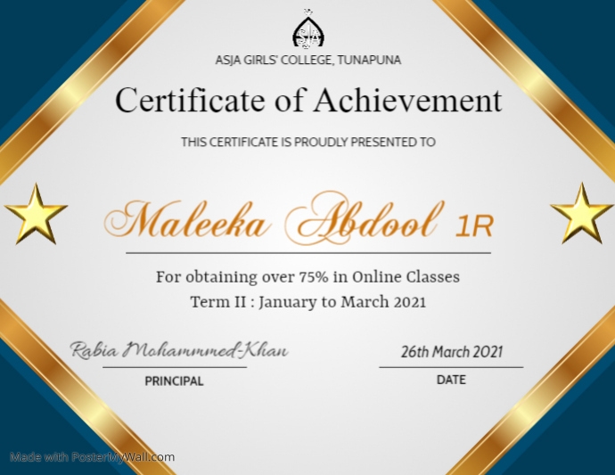 Copy of Term II Certificate | PosterMyWall