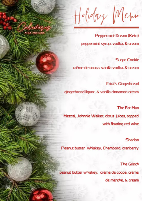 CHRISTMAS HOLIDAY RESTAURANT DINNER MENU | PosterMyWall