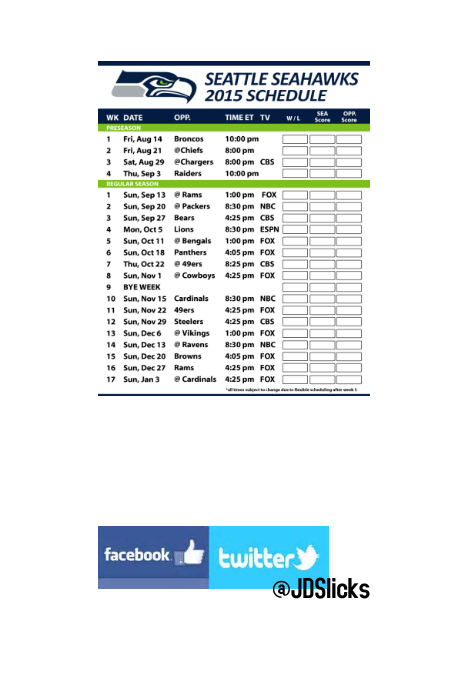 Seahawks Schedule Flyer Template | PosterMyWall