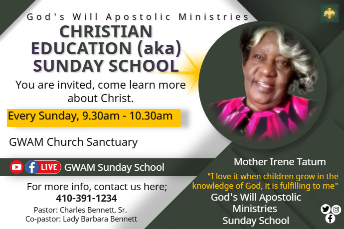 Copy of GWAM Sunday schoolv2 | PosterMyWall