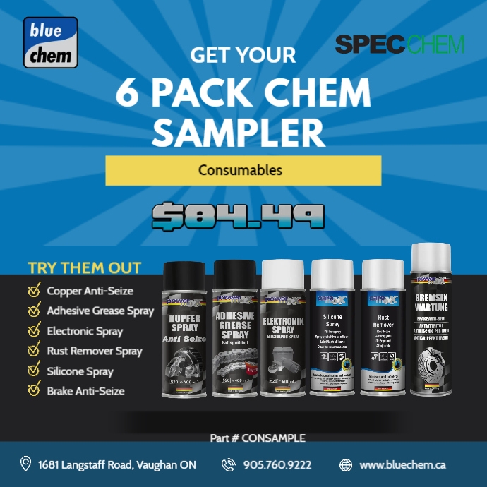 blue chem 6 pack sampler | PosterMyWall