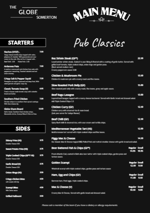 Globe Menu New | PosterMyWall