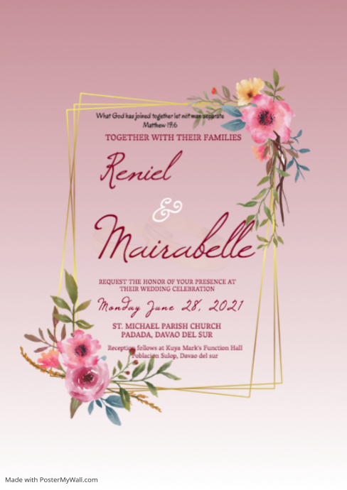 Copy of Wedding Invitation Card Poster Template | PosterMyWall