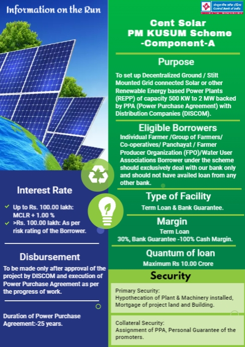 Cent Solar PM KUSUM Scheme -Component-A | PosterMyWall