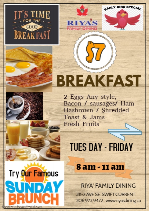 Copy of Sunday Brunch Buffet Breakfast Flyer Poster Restaurant ...