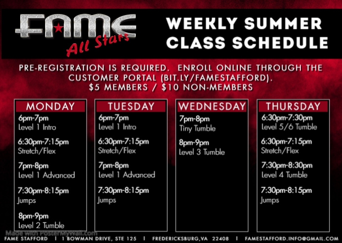 Copy of Weekly Class Schedule | PosterMyWall