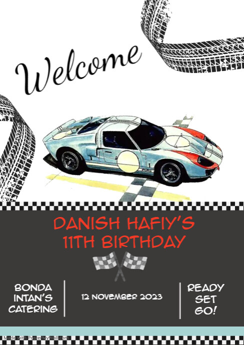 RACE CAR BIRTHDAY TEMPLATE | PosterMyWall