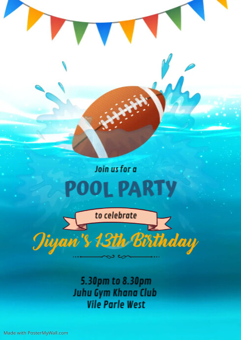 Copy of Football pool birthday party theme invitation | PosterMyWall