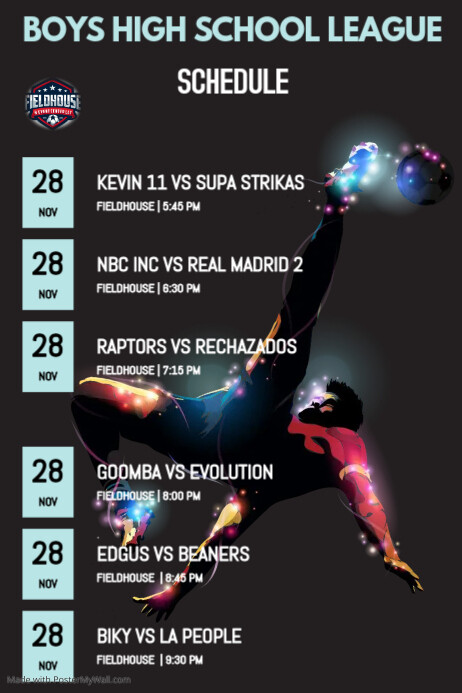 Soccer Football Team Schedule Poster | PosterMyWall