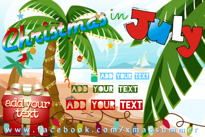 Copy of Christmas in July Beach Summer X-Mas Holiday Event Flyer Poster ...