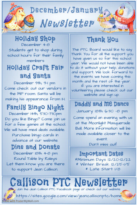 Dec/Jan PTC Newsletter | PosterMyWall