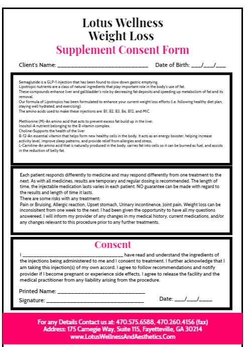Lotus Wellness Weight Loss Intake Form (1) | PosterMyWall