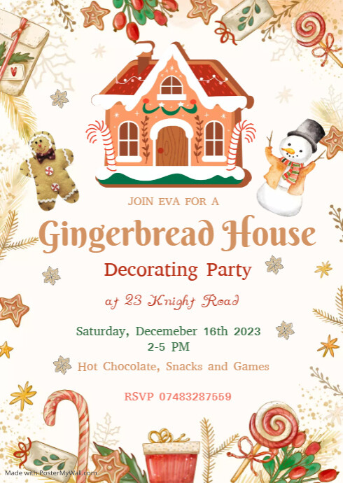 Gingerbread House Decorating Party Invitation | PosterMyWall