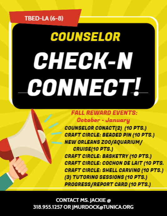 Copy of CHECK-N-CONNECT-LA (6-8) | PosterMyWall