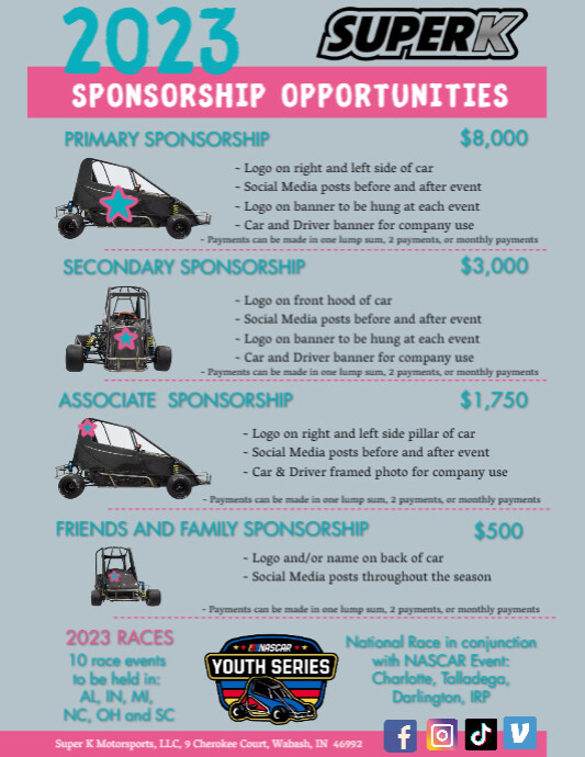Copy of 2023 Super K Sponsor Packages | PosterMyWall