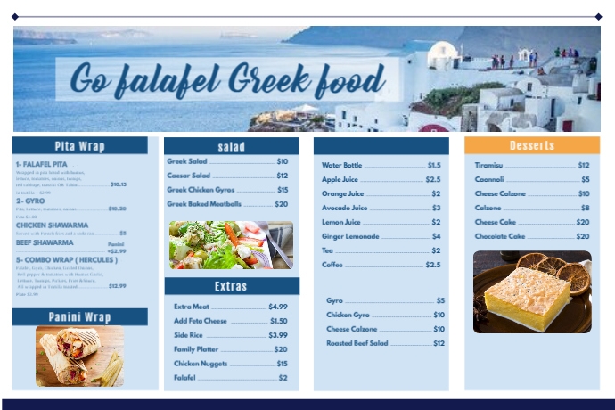 Greek Mediterranean Restaurant Landscape Menu (1) | PosterMyWall