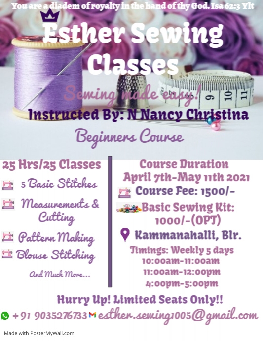 Copy of Sewing Classes | PosterMyWall