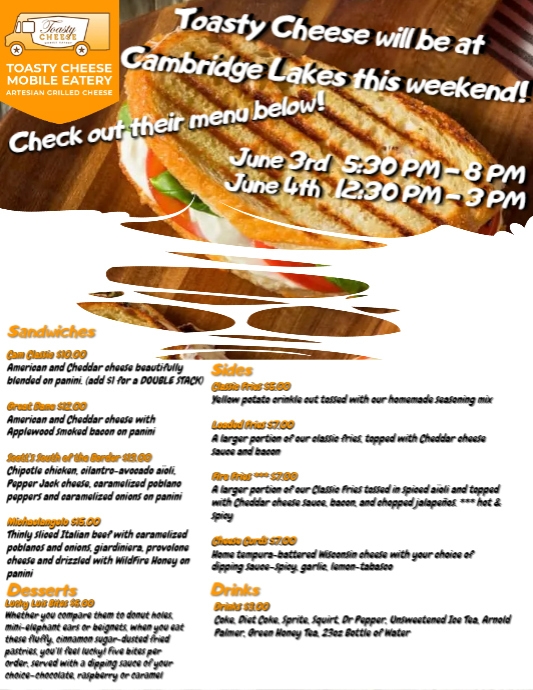 Copy of Toasty Cheese Menu | PosterMyWall
