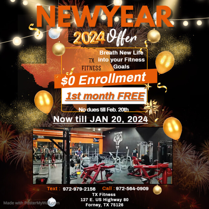 New Year Gym Offer 2024 Template | PosterMyWall