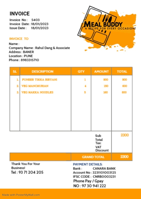 Copy of INVOICE (2) | PosterMyWall