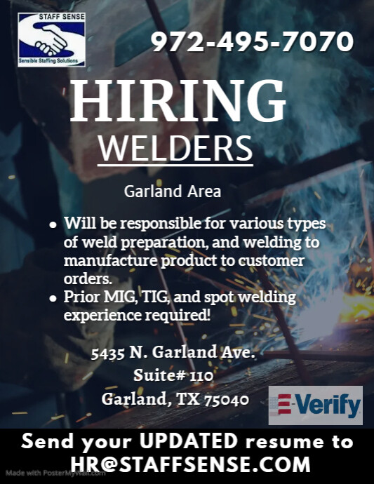 Welder hiring flyer | PosterMyWall