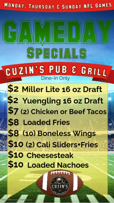 Game DAY SPecials | PosterMyWall