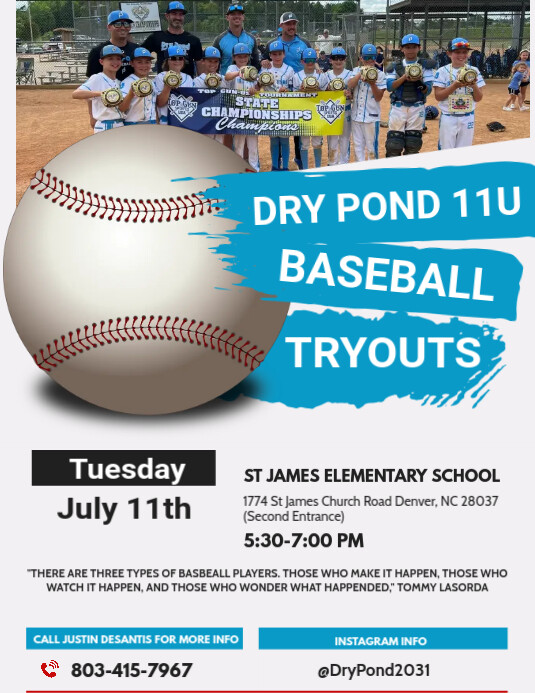 Red and White Baseball Tryouts Flyer | PosterMyWall