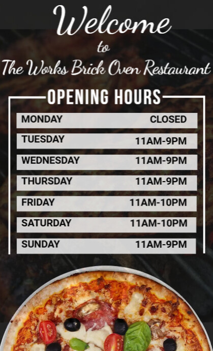 Restaurant Opening Hours | PosterMyWall