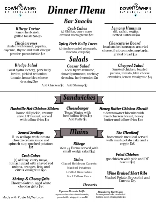 Copy of front full menu | PosterMyWall