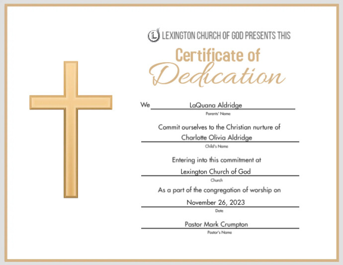 Child Dedication Certificate (1) | PosterMyWall
