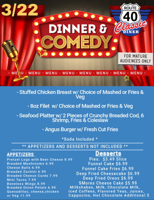 Comedy Night Show MENU | PosterMyWall