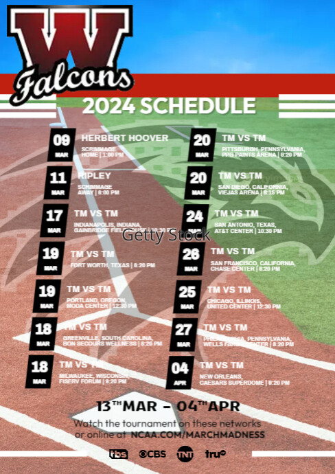 March Madness Match Schedule Template | PosterMyWall
