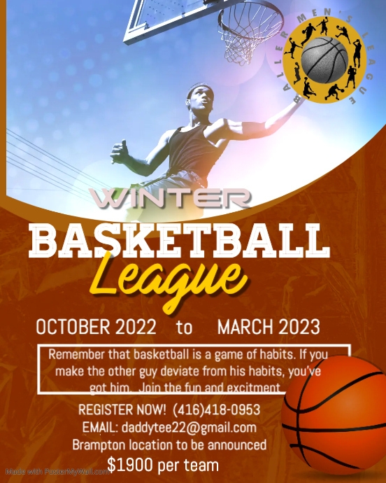 Instagram size of Summer Basketball League Flyer | PosterMyWall