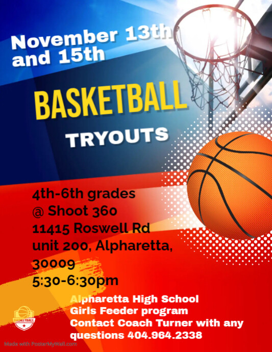 Basketball Tryouts Flyer Poster Template | PosterMyWall