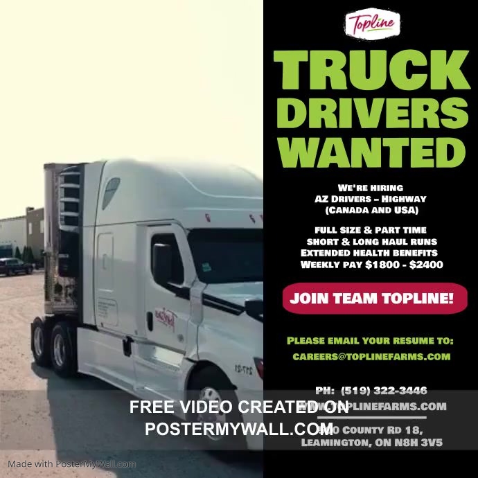 Copy of Truck Drivers Wanted Video Poster | PosterMyWall