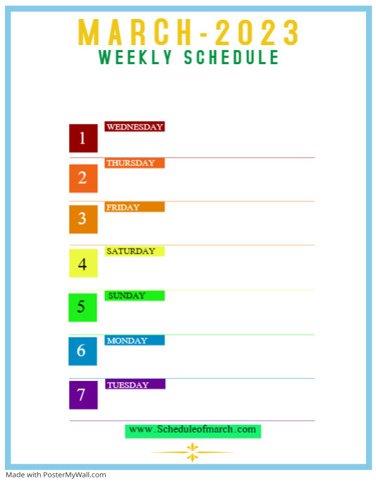 Copy of March weekly schedule Post | PosterMyWall