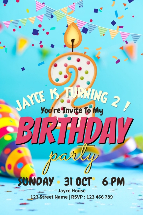 Plantilla de 2nd Birthday Poster | PosterMyWall