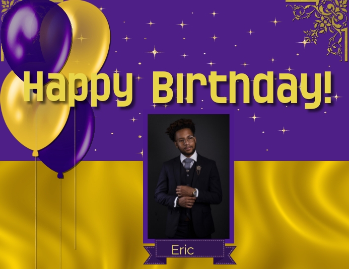 2nd Purple and gold birthday Templat | PosterMyWall