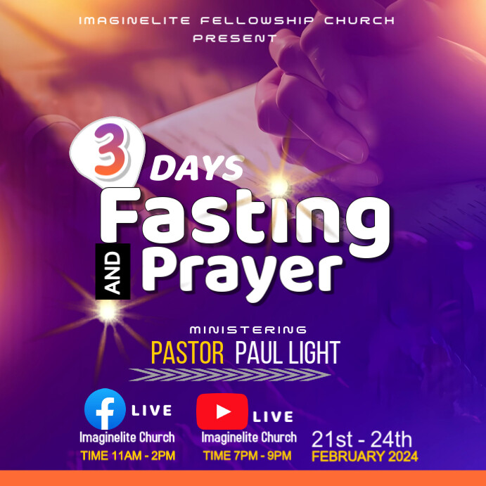 Copy of 3 days fasting and prayer design graphic template | PosterMyWall